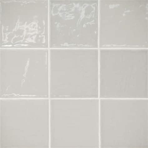 Bedrosians Marin Square Glossy Pebble Gray Light Grey 4 In X 4 In