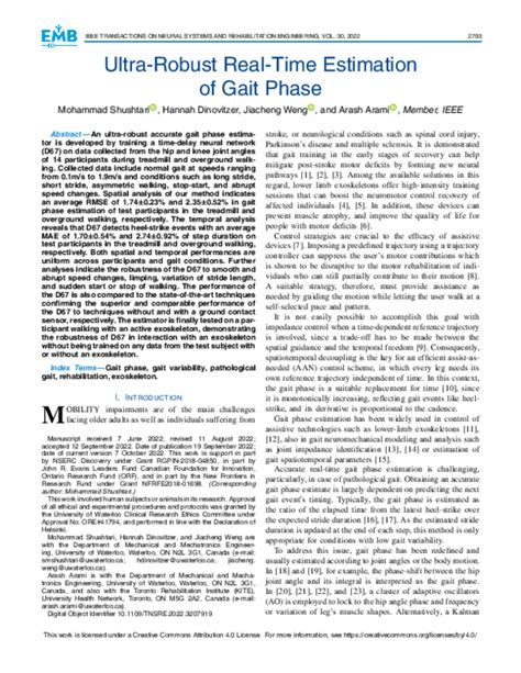 Pdf Ultra Robust Real Time Estimation Of Gait Phase