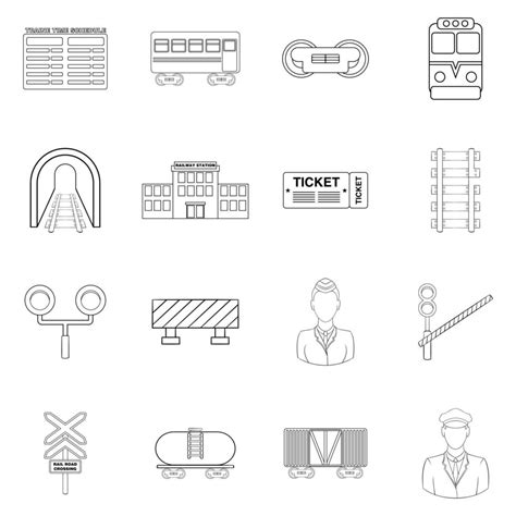 Railway Icon Set Outline 8888220 Vector Art At Vecteezy