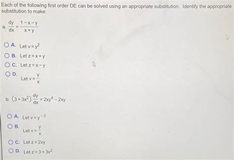 Solved Each Of The Following First Order De Can Be Solved