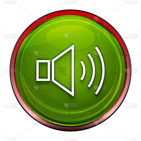 音量扬声器图标新鲜的绿色圆形按钮插图