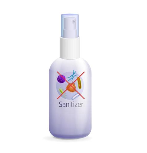Sanitizer Plastic Bottle With Dispenser Realistic Antiseptic