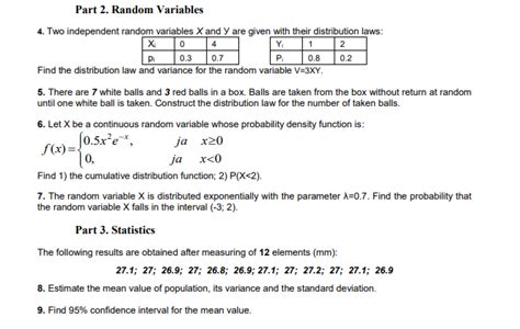 Solved Part 2 Random Variables 4 Two Independent Random