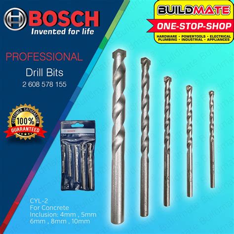 Bosch 5pcsset Masonry Drill Bit 4mm 5mm 6mm 8mm 10mm Cyl 2 Concrete D