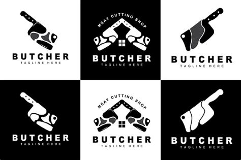 정육점 로고 디자인 칼 절단 도구 벡터 템플릿 정육점 농장 정육점 상점에 대 한 제품 브랜드 일러스트 디자인 고급에 대한 스톡 벡터 아트 및 기타 이미지 Istock