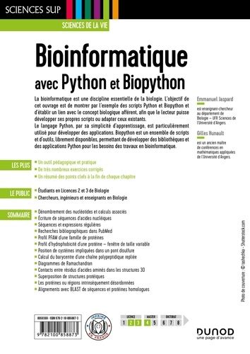 Bioinformatique Avec Python Et Biopython De Emmanuel Jaspard Grand