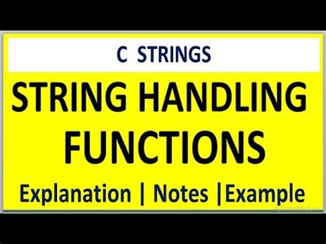 STRING HANDLING FUNCTIONS IN C STRLEN STRCPY STRCAT AND STRCMP IN C YouTube