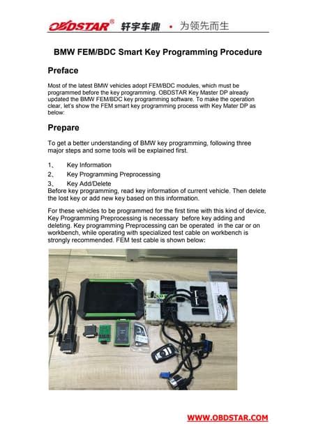 Bmw Fem Bdc Smart Key Programming With Obdstar X300 Dp Pdf Computing Technology And Computing