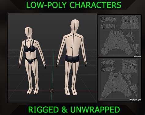 Low Poly Characters Rigged Unwrapped By RedFoxster Low Poly Characters Rigged Unwrapped By RedFoxster