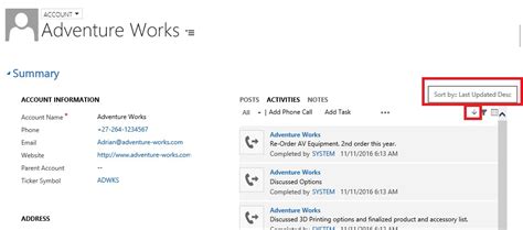 Sort Social Pane Activities In Dynamics 365 Microsoft Dynamics 365