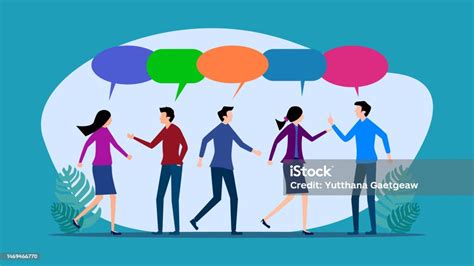 아이디어를 위한 브레인스토밍 직장 회의 토론 또는 팀 커뮤니케이션 말풍선과의 만남에서 작업을 논의하는 비즈니스 팀의 동료 계획에 대한 스톡 벡터 아트 및 기타 이미지