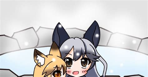 けものフレンズ キタキツネちゃんとギンギツネちゃんと温泉 あんのんコミケ2日東ヒ43aのイラスト Pixiv