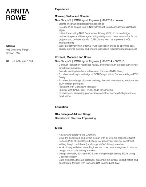 Pcb Layout Engineer Resume Samples Velvet Jobs