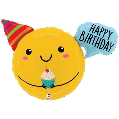 32 Inch Birthday Smiley Says Foil Mylar Balloon Party Supplies