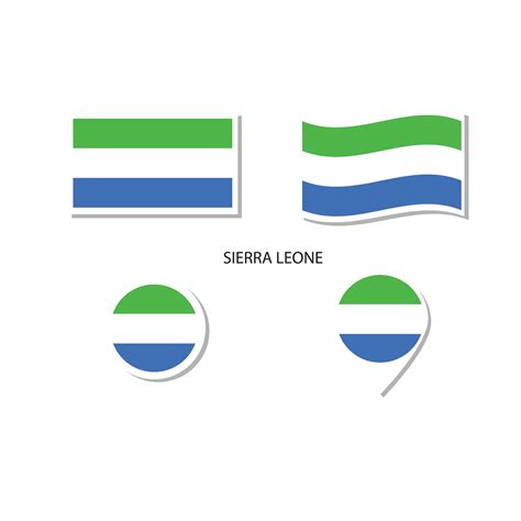 Sierra Leone Flag Logo Icon Set Rectangle Flat Icons Circular Shape