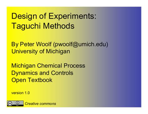 pdf design of experiments taguchi methods