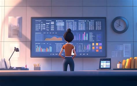 Woman In Front Of Data Screen Premium Ai Generated Image