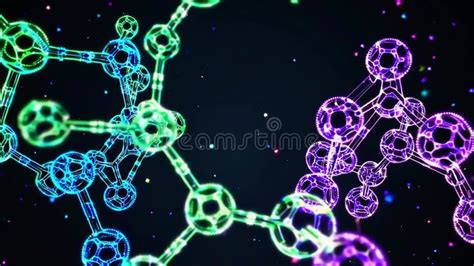 Molecular Structure Visualization Scene With Colorful Neon Effects Stock Footage Video Of