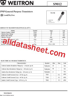 S9012 Datasheet(PDF) - Weitron Technology