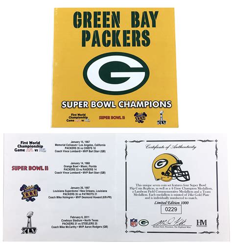 Green Bay Packers Super Bowl Champions Gold 7 Coin Set 003 3