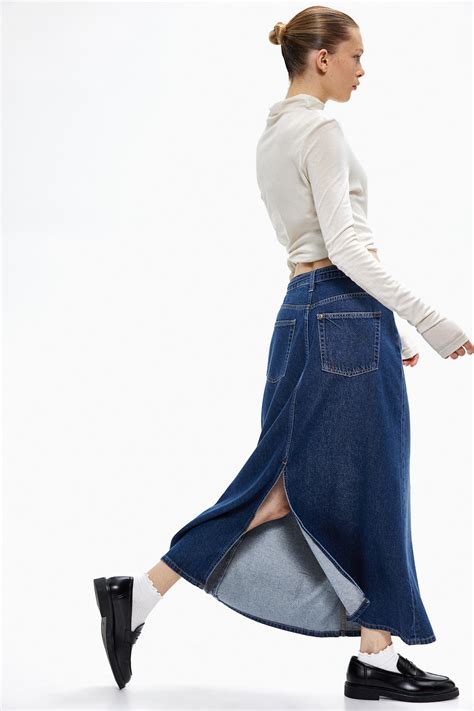 Feather Soft Denim Skirt Denim Blue Ladies Handm Us