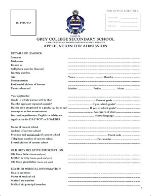 Fillable Online Grey Application For Admission 06 2022 Web Cdr Fax