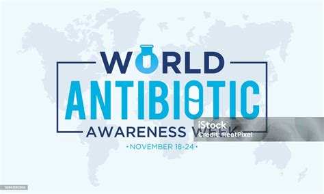 매년 11월 18일부터 24일까지 세계 항생제 인식 주간을 주제로 한 벡터 삽화 세계 항균 인식 주간 배너 배경이 있는 포스터에 대한 템플릿입니다 11월에 대한 스톡 벡터