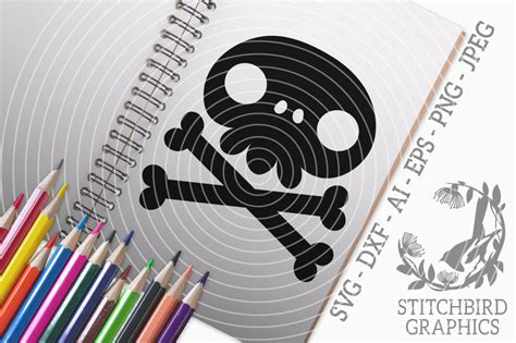 Skull And Cross Bones Svg Silhouette Studio Cricut Eps Dxf Ai By