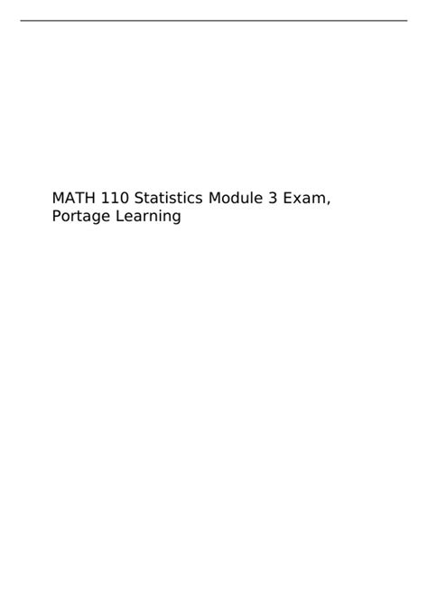Math 110 Module 3 Exam 3 Portage Learning Statistics Quiz Math 110