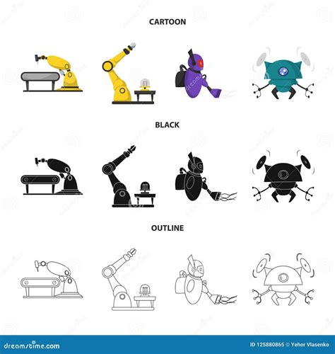 Vector Design Of Robot And Factory Sign Collection Of Robot And Space Vector Icon For Stock