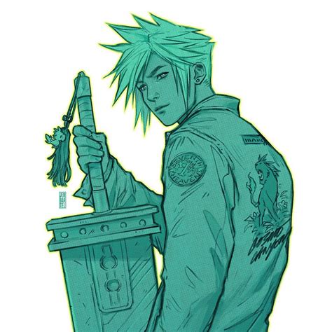 Cloud Strife Chocobo And Red Xiii Final Fantasy And 1 More Drawn By