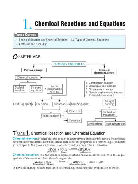 Chemical Reactions And Equations Class 10 Pdf Redox Chemical