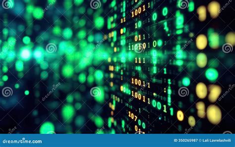 Binary Code Matrix Background Tech Style Green Illuminated Numbers