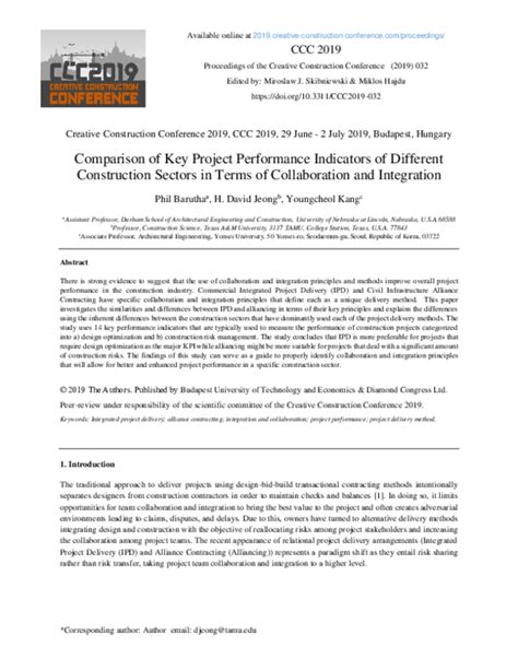 Pdf Comparison Of Key Project Performance Indicators Of Different Construction Sectors In