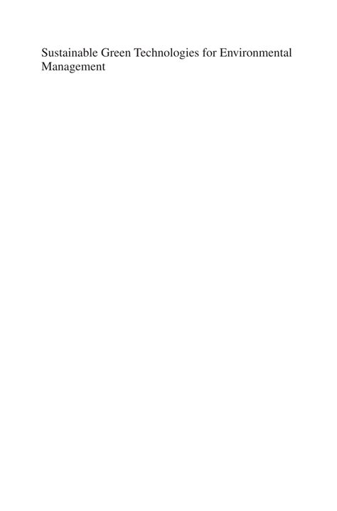 PDF Sustainable Green Technologies For Environmental Management