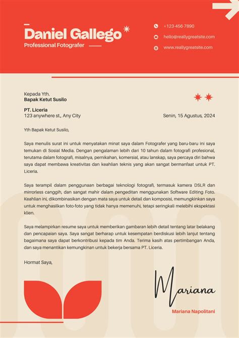 Gratis Contoh Surat Lamaran Kerja And Cover Letter Keren Canva