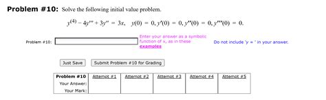 Solved Problem 10 Solve The Following Initial Value