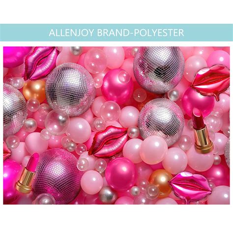 Pink Disco Balloon Photography Backdrop Pink Birthday Party Backdrop Lipstick Lips