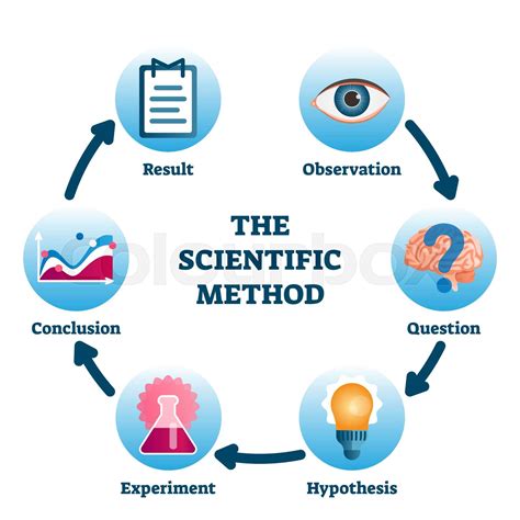 The Scientific Method Vector Illustration Labeled Process Methodology Scheme Stock Vector