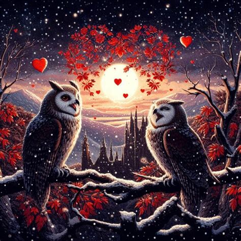 Premium Ai Image A Couple Of Lovely Sing Owls In Tree Beanch Night