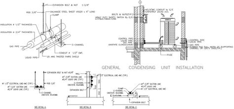 Plan And Section Of General Condensing Unit Installation Dwg Autocad