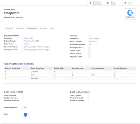 Odoo Multichannel Shopware Connector WebKul