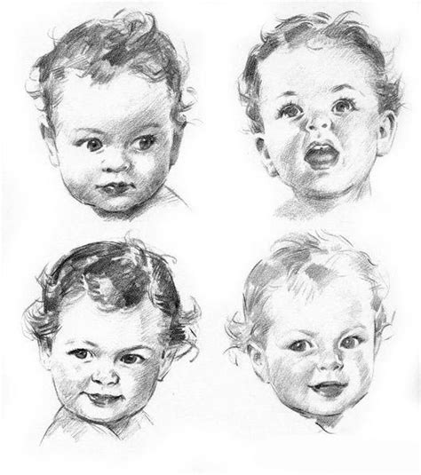 Как нарисовать лицо голову ребенка карандашом поэтапно Пропорции лица ребенка младенца