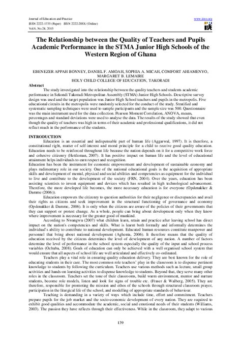 Pdf The Relationship Between The Quality Of Teachers And Pupils Academic Performance In The