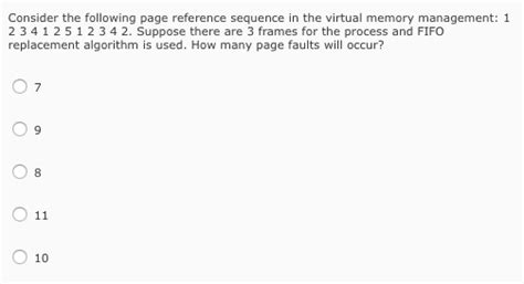 solved consider the following page reference sequence in the