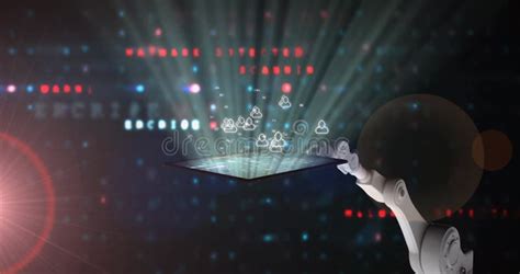 Animation Of Ai Data Processing Over Robot S Arm On Dark Background Stock Video Video Of