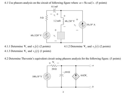solved 4 1 use phasors analysis on the circuit of following