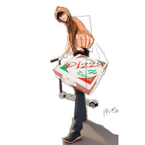 컨셉잡기 전기 킥보드로 피자배달