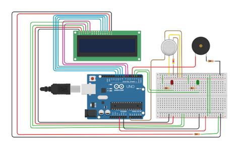 circuit design gas detector using alarm tinkercad