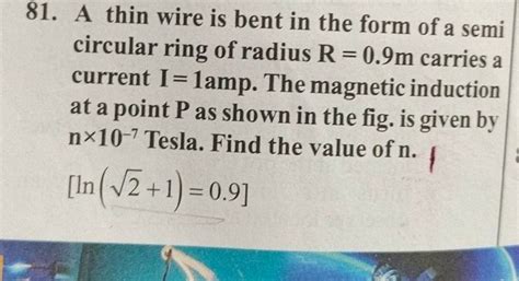 81 A Thin Wire Is Bent In The Form Of A Semi Circular Ring Of Radius R0